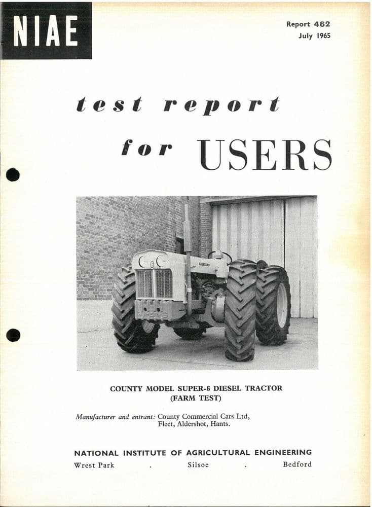 County Tractor Super 6 NIAE Test Report Brochure