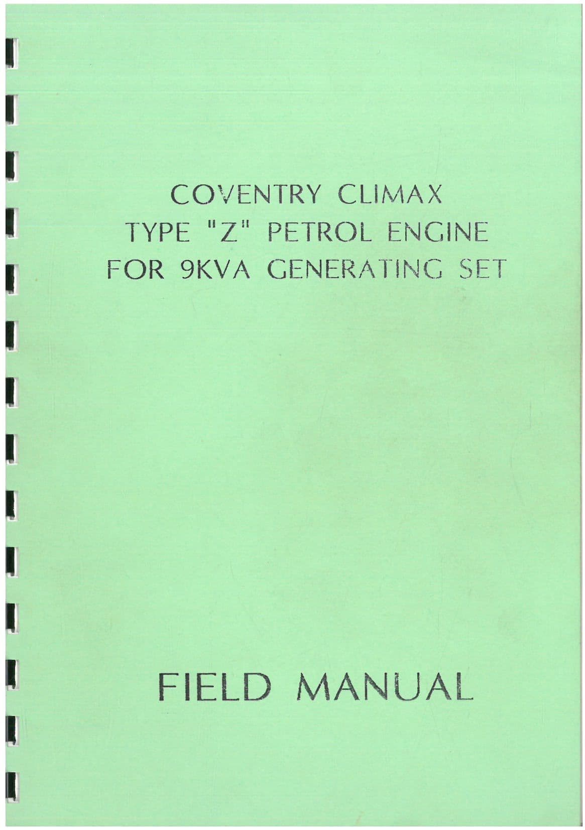 Coventry Climax Petrol Engine Type "Z" for 9KVA Generating Set ...
