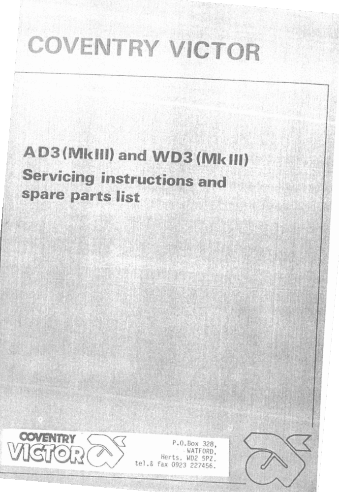 Coventry Victor Engine AD3 MkIII and WD3 MkIII Operators Manual and ...