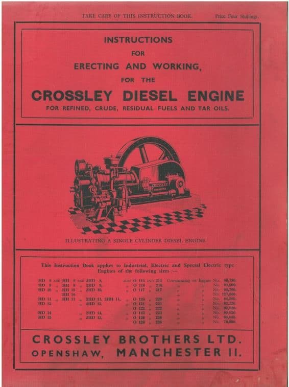 Crossley Diesel Engine - Type HD HH & O Operators Manual