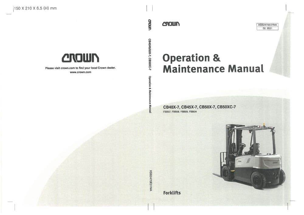 Crown Forklift Truck CB40X-7 CB45X-7 CB50X-7 CB50XC-7 Operators Manual