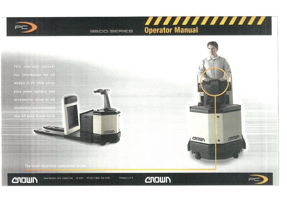 Crown Rider Pallet Truck Series PC 3600 Operators Manual