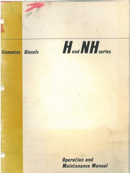 Cummins Diesel Engine H and NH Series Operators Manual