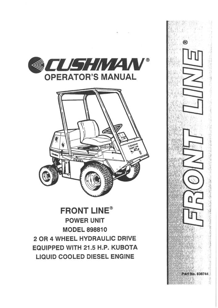 Cushman Front Line Power Unit 898810 Operators Manual