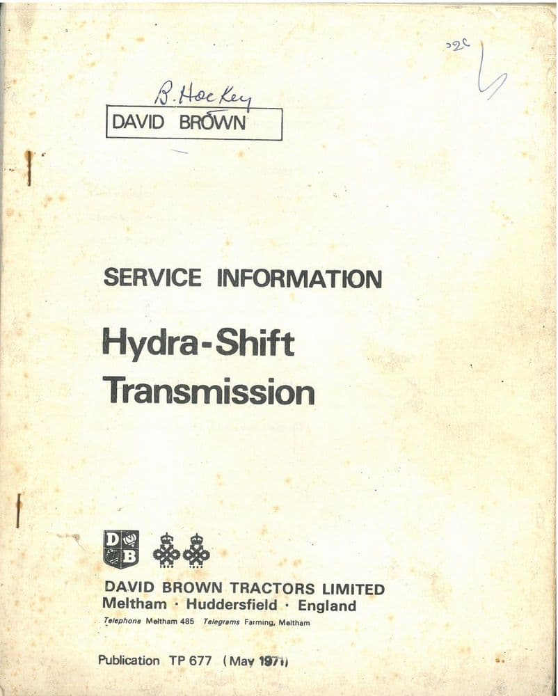 David Brown Hydra-Shift Transmission - Transmission Workshop Manual