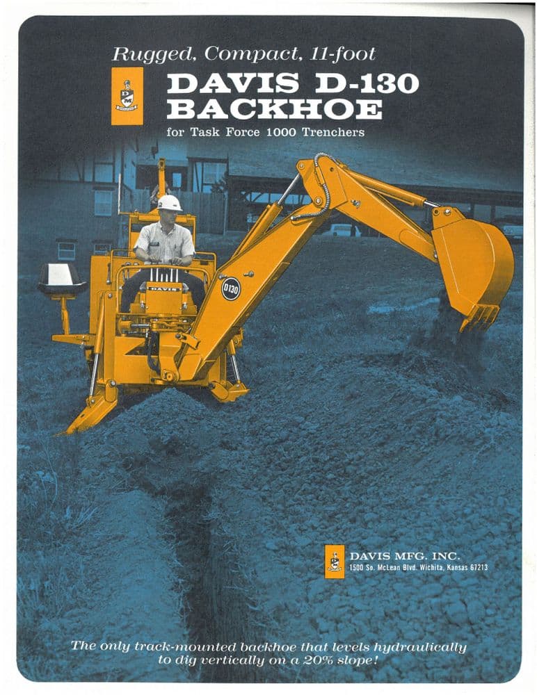 Davis Trencher Task Force 1000 & D130 Backhoe Excavator Brochure