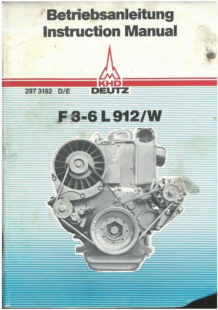 Deutz Engine F3-6L 912/W Operators Manual