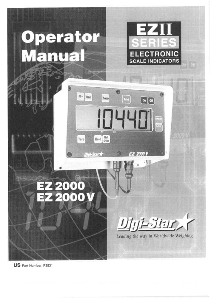 Digi Star Electronic Scale Indicators EZ2000 EZ2000V Operators Manual