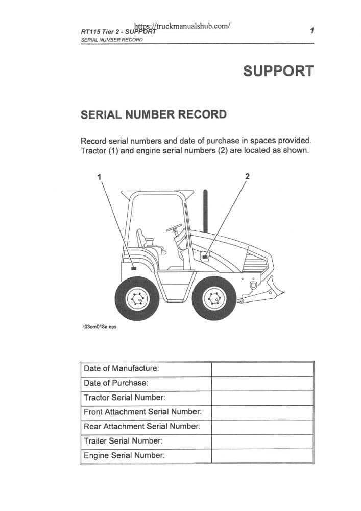 Ditch Witch Tractor RT115 Operators Manual