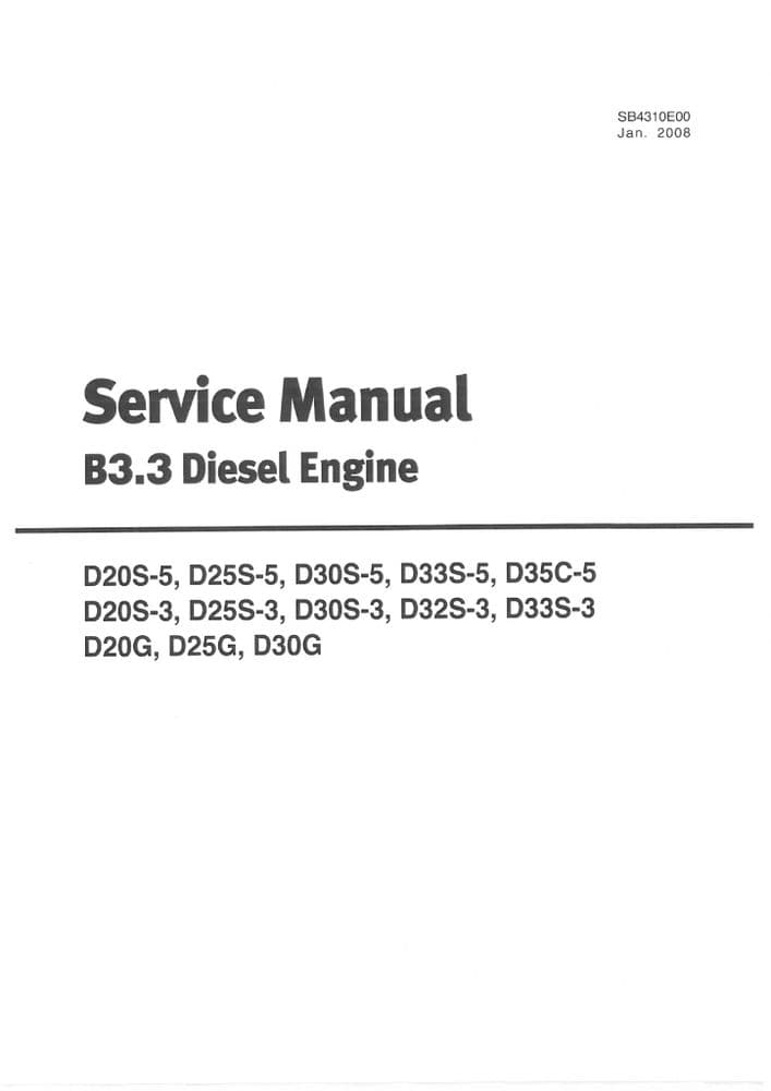 Doosan Diesel Engine B3 3 D30s 3 D32s 3 D33s 3 D20g D25g D30g