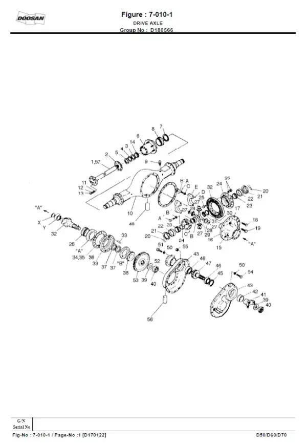 Doosan Forklift D50 D60 D70 Parts Manual