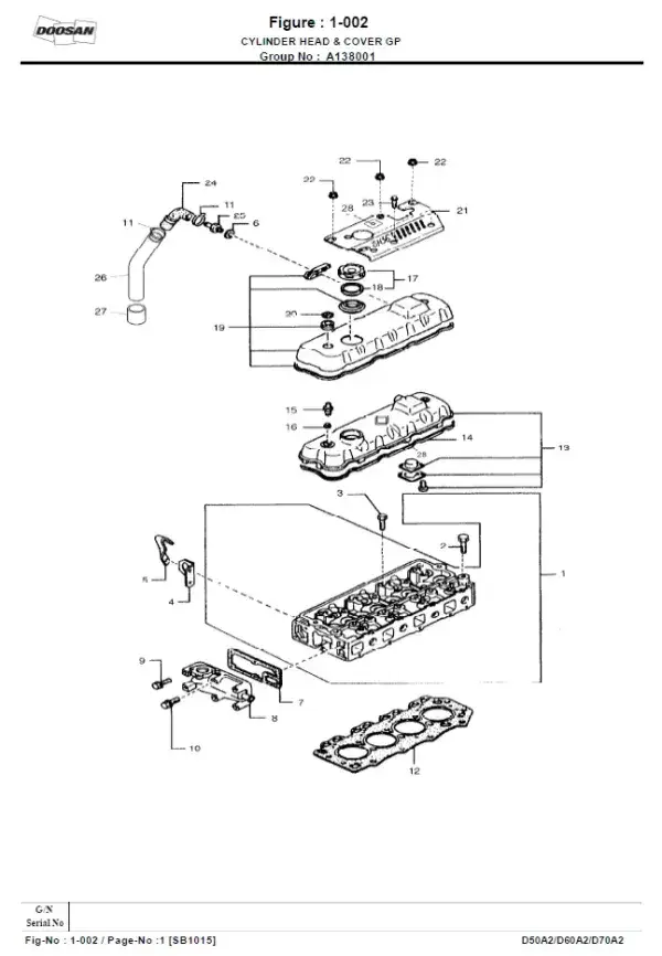 Doosan Forklift D50A-2 D60A-2 D70A-2 Parts Manual
