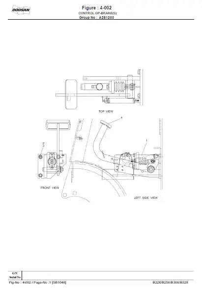 Doosan Forklift Diesel B22x B25X B30X B32X Parts Manual