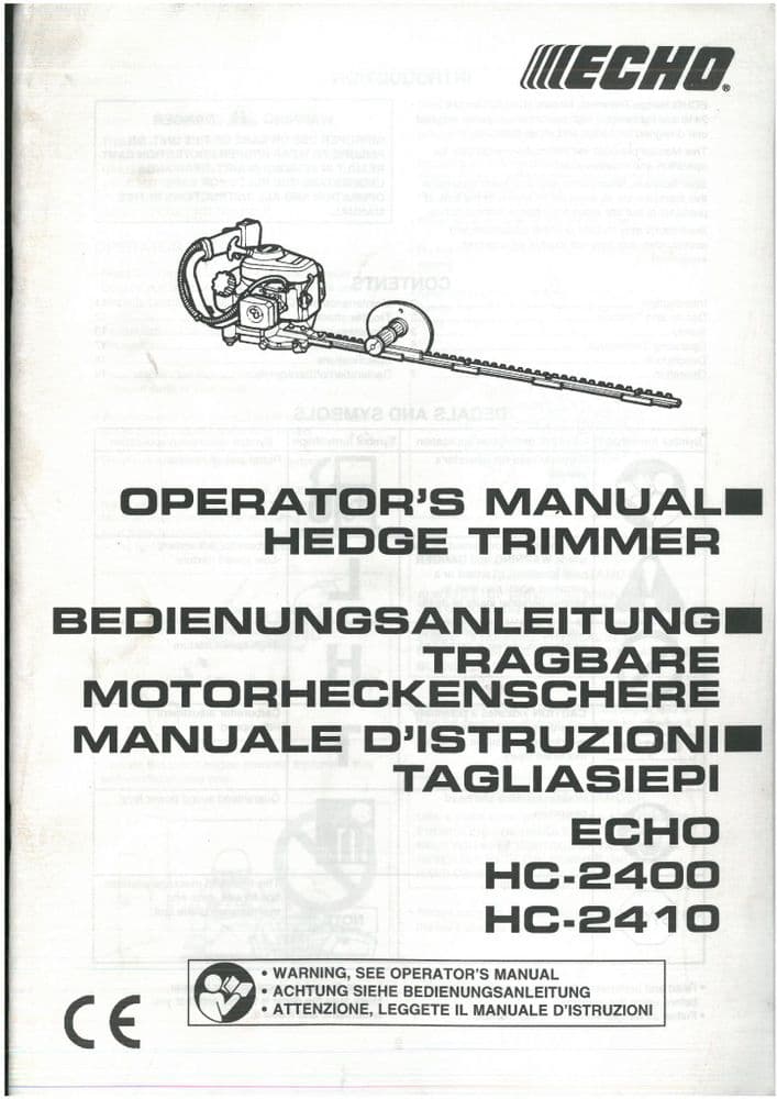 Echo Hedge Trimmer HC-2400 HC-2410 Operators Manual