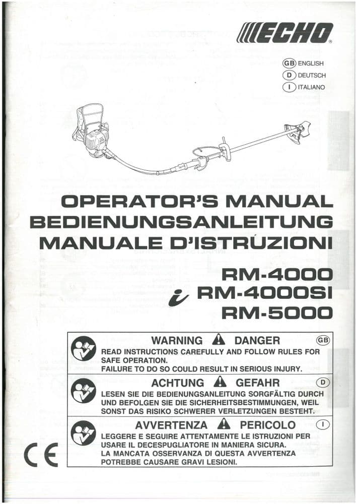 Echo Strimmer RM-4000 RM-4000SI RM-5000 Operators Manual