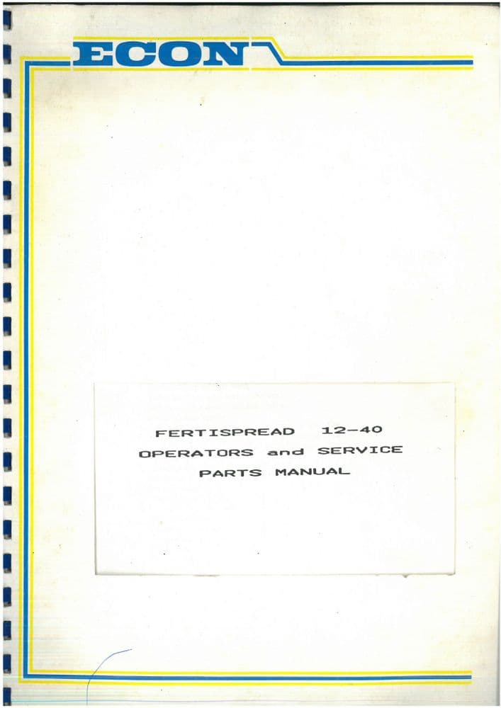 Econ Fertispreader Manure Spreader 12 - 40 Operators Manual and Parts ...