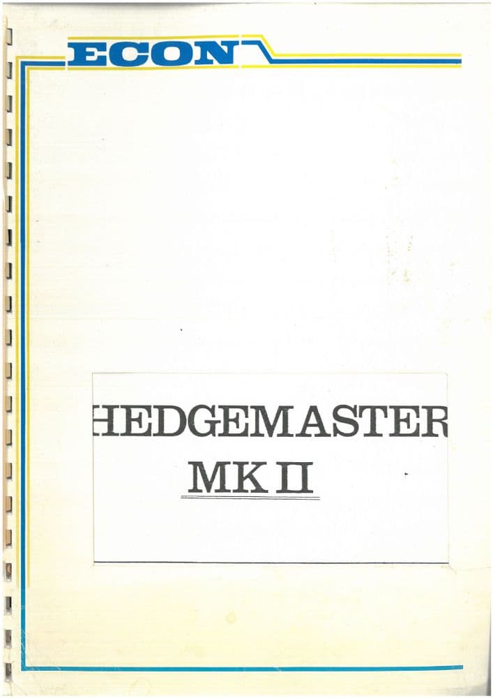 Econ Hedgemaster MK II Operators Manual and Parts List