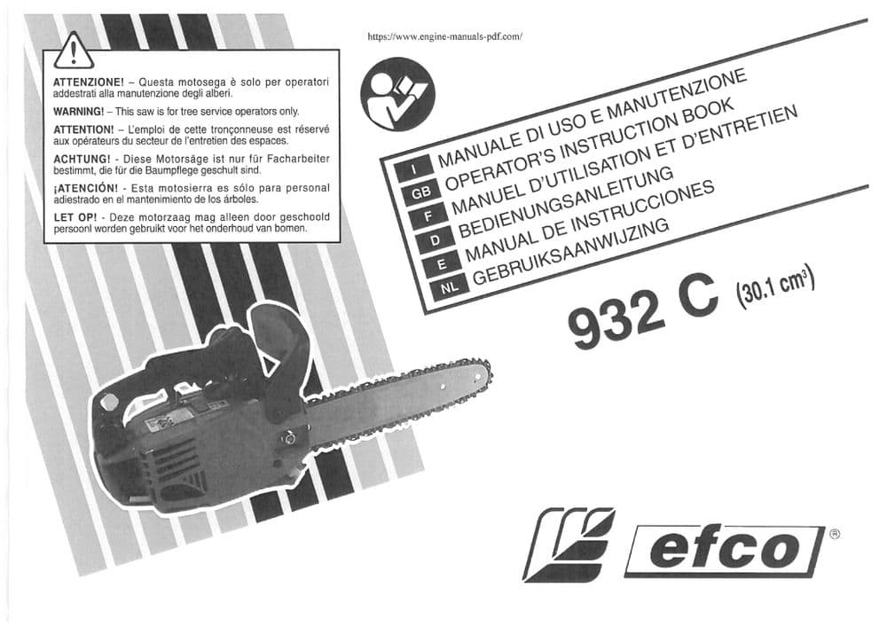 EFCO Chainsaw 932C Operators Manual