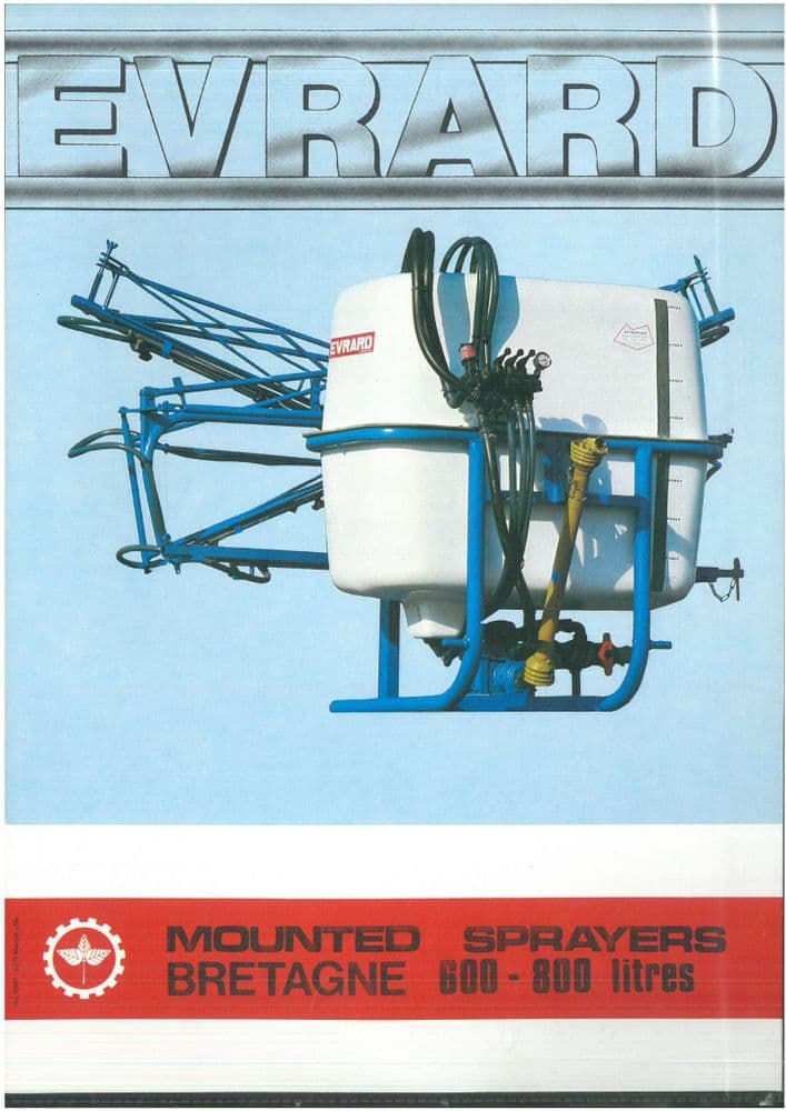 Evrard Mounted Sprayers Bretagne 600 - 800 Litres Brochure