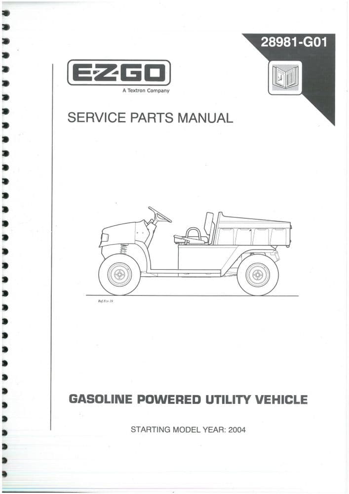 Ezgo Gasoline Powered Utility Vehicle Parts Manual