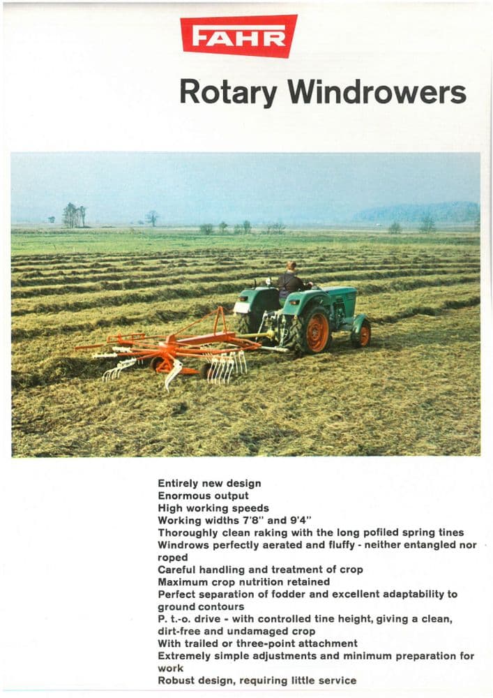 Fahr Rotary Windrower KS6 KS6D KS8 KS8D Brochure