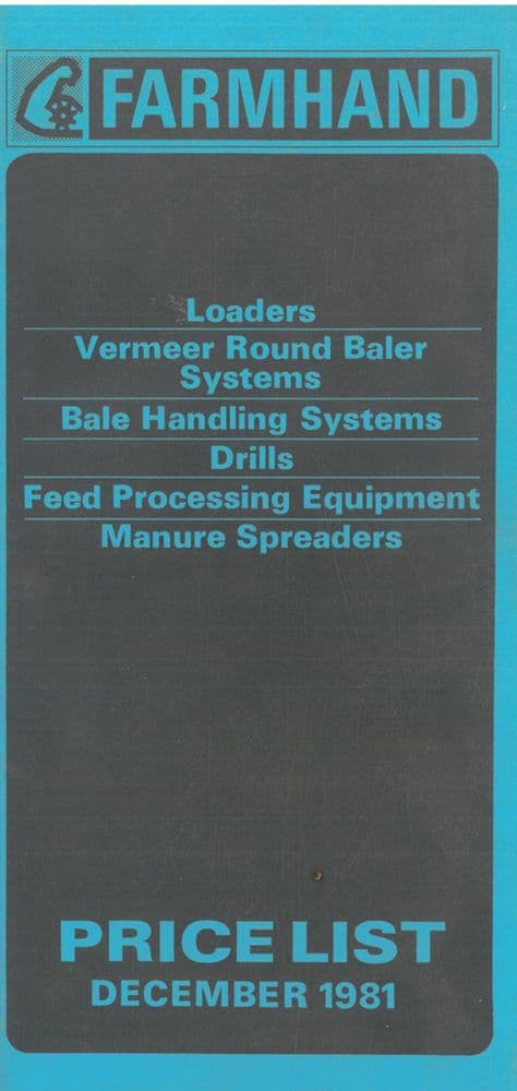 Farmhand Price List Loader Round Baler Drills Feed Processing Equipment ...