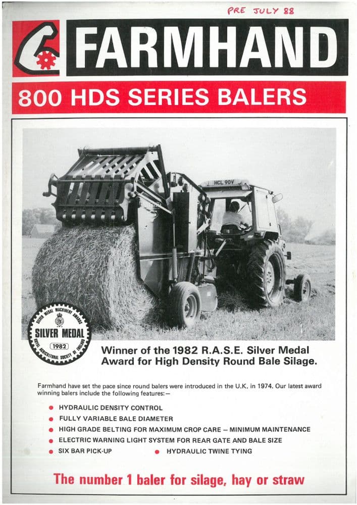 Farmhand Round Baler Model 800HDS Brochure - 800 HDS