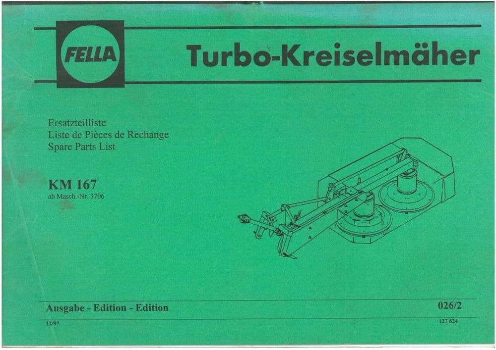 Fella KM167 Mower Parts Manual ORIGINAL