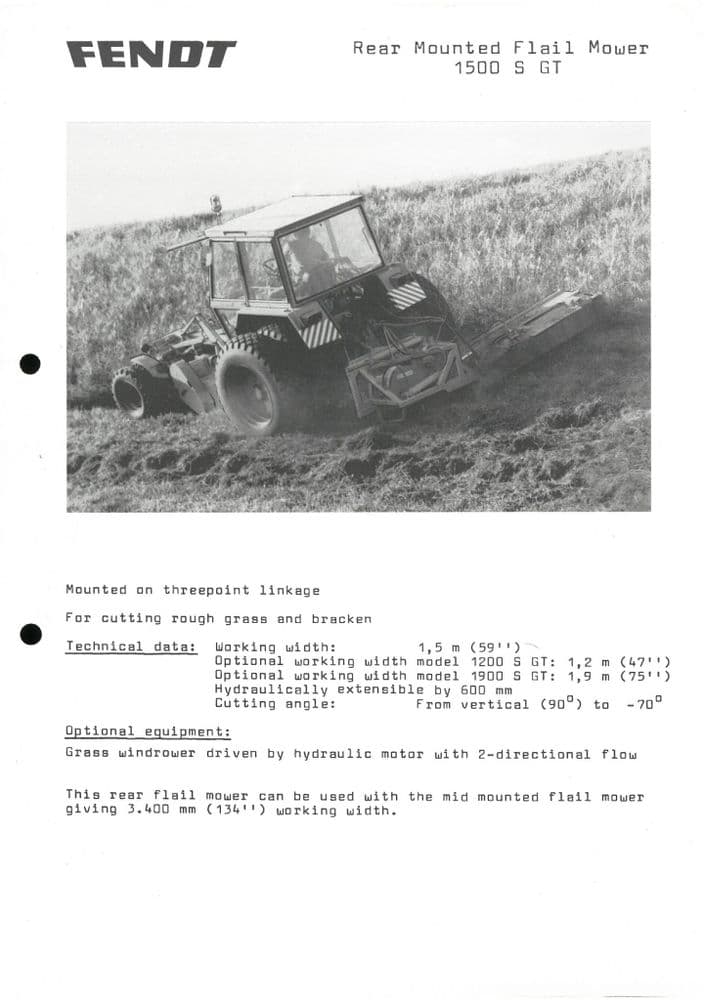 Fendt Rear Mounted Flail Mower 1500 S GT Brochure