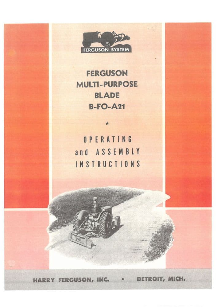 Ferguson Multi Purpose Blade B-FO-A21 Operators Manual