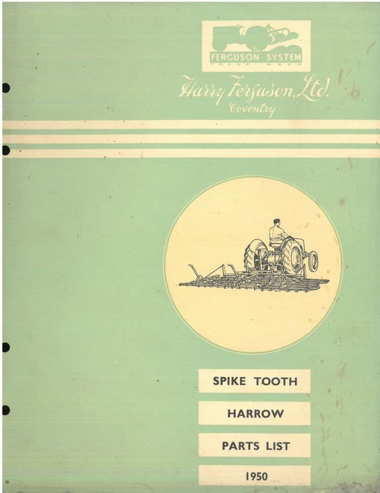 Ferguson Spike Tooth Harrow Parts Manual - 1950