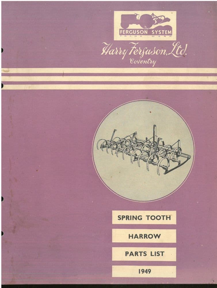 Ferguson Spring Tooth Harrow Parts Manual - 1949 - ORIGINAL