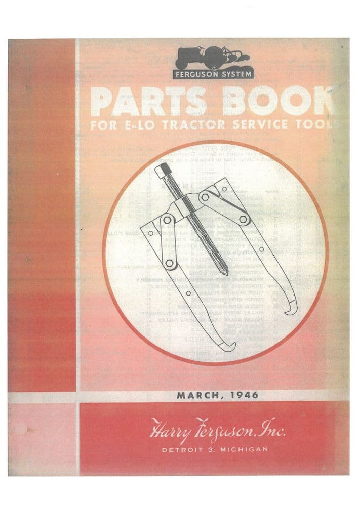Ferguson Tractor Service Tools E-LO Parts Manual