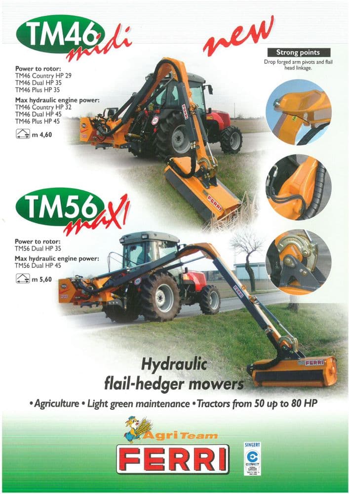 Ferri Hydraulic Flail Hedger Mowers TM46 - TM56 Brochure