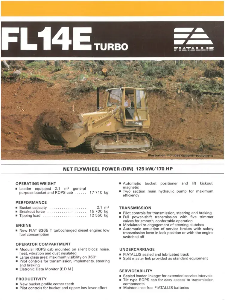 Fiat Allis Crawler Loader FL14E Turbo Brochure