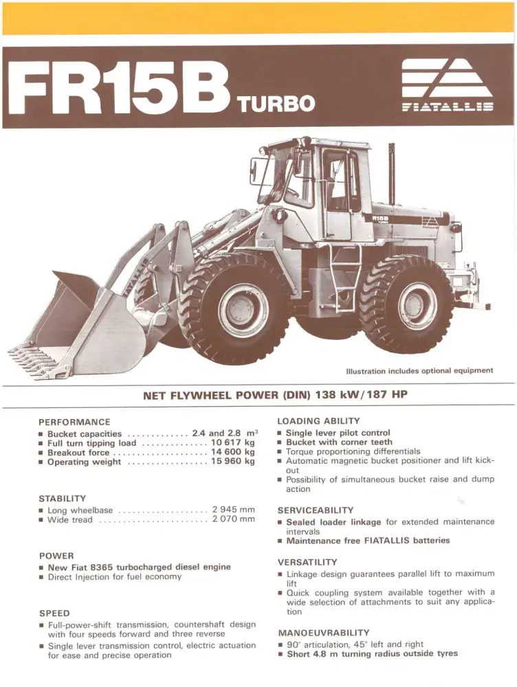 Fiat Allis Wheel Loader FR15B Turbo Brochure