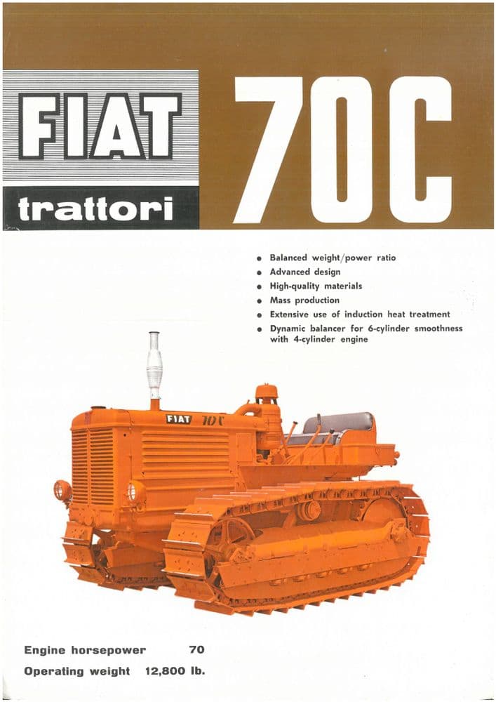Fiat Crawler Tractor 70C Brochure - 70 C and Price List Dated 1964