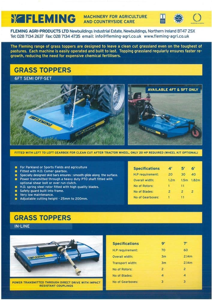 Fleming Grass Toppers - Super Float and Trailed Topper Brochure