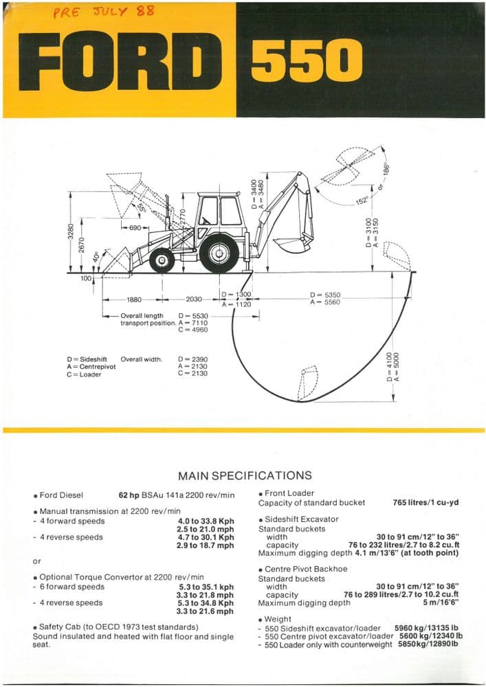 Ford 550 Digger Backhoe Loader - Brochure