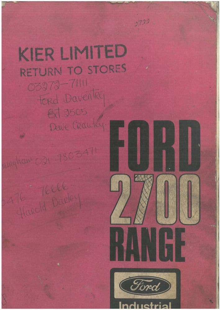 Ford Diesel Engine 2700 Range Workshop Service Manual - 2701E 2703E ...