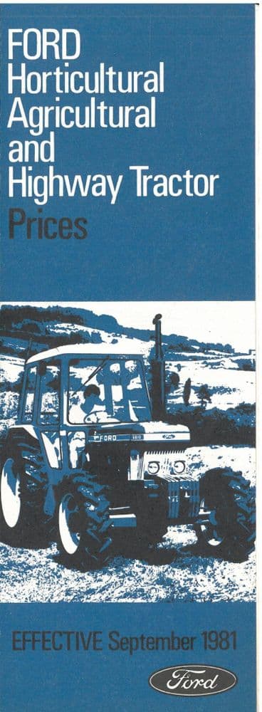 Ford Horticultural Agricultural & Highway Tractor Price List Brochure ...