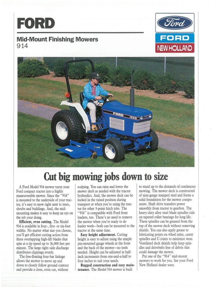 Ford Mower - Mid Mount Finishing Mower 914 Brochure