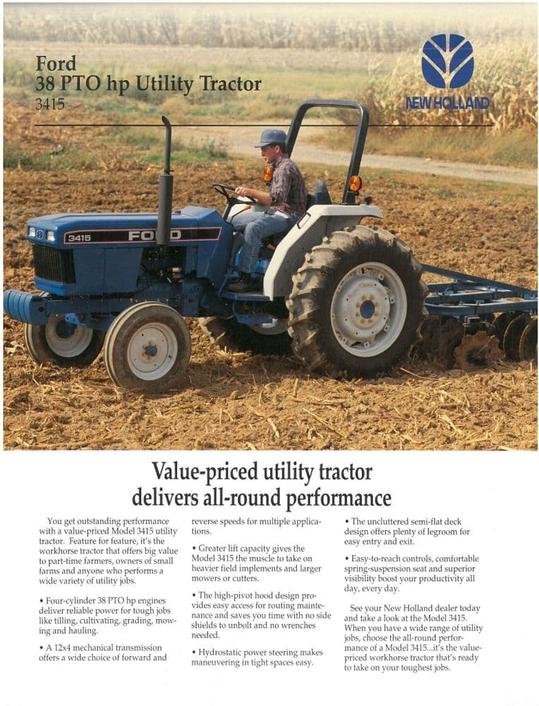 Ford New Holland Utility Tractor 38 PTO - 3415 - Brochure
