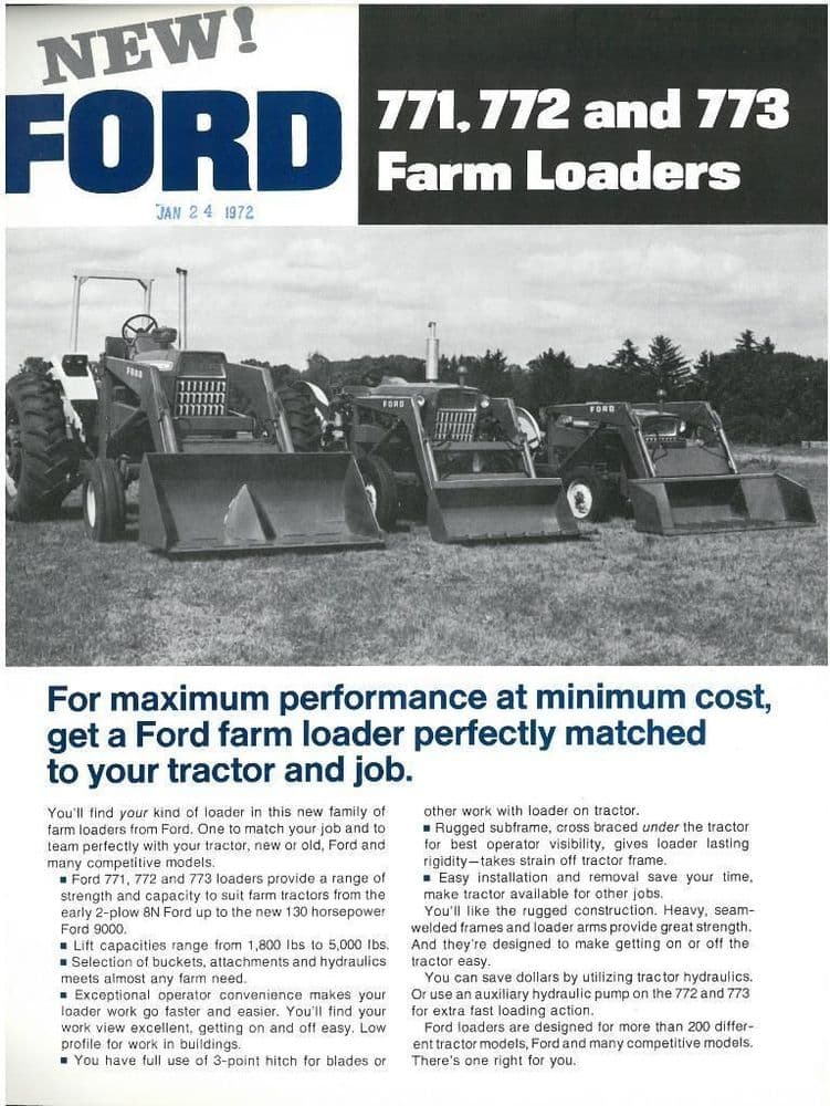 FORD TRACTOR - 771 772 & 773 FARM LOADERS BROCHURE - BX203