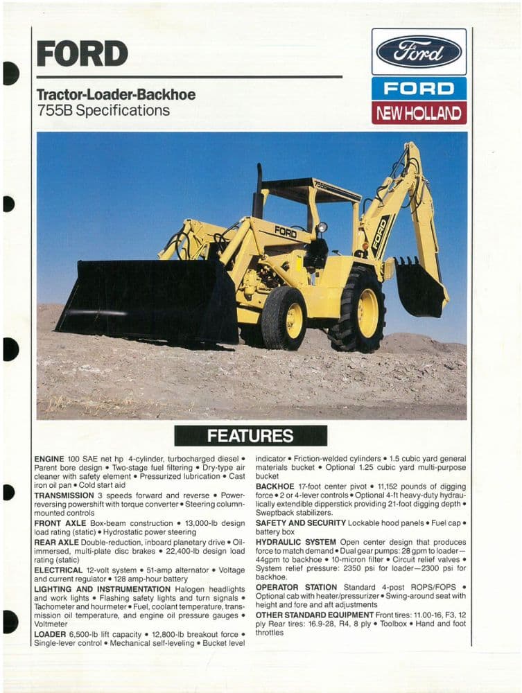 Ford Tractor loader backhoes 755B Brochure