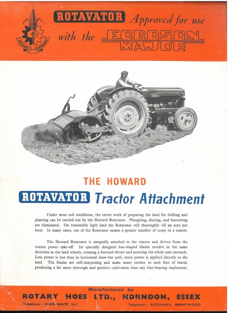 Fordson Major Tractor Approved Howard Rotavator Brochure
