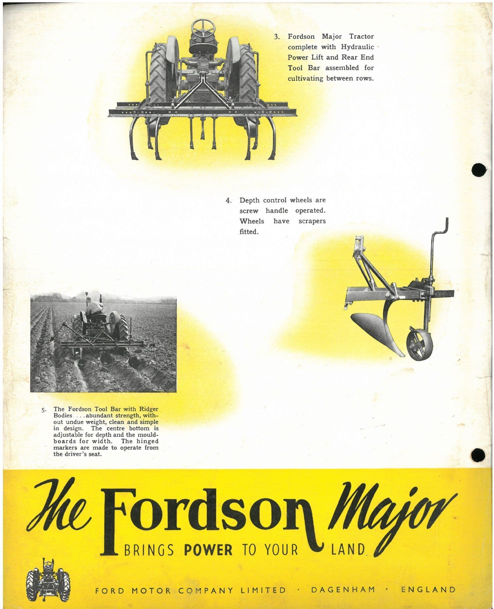 Fordson Rear End Tool Bar For Use With The Fordson Major Tractor Brochure