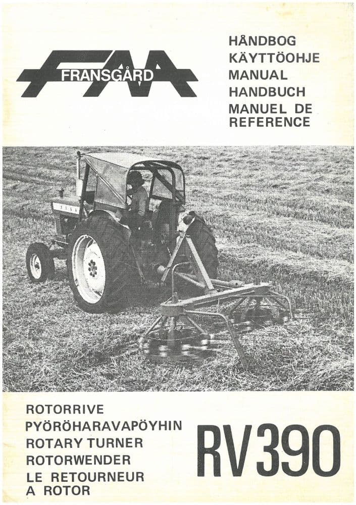 Fransgard Rotary Turner Tedder Hay Fly RV390 Operators Manual with ...