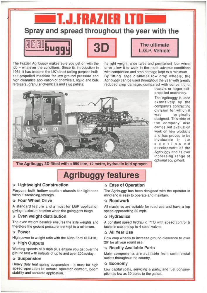 Frazier Agribuggy 3D LGP Workhorse with Sprayer Brochure