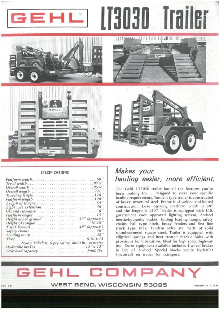 Gehl Company LT3030 Trailer Brochure